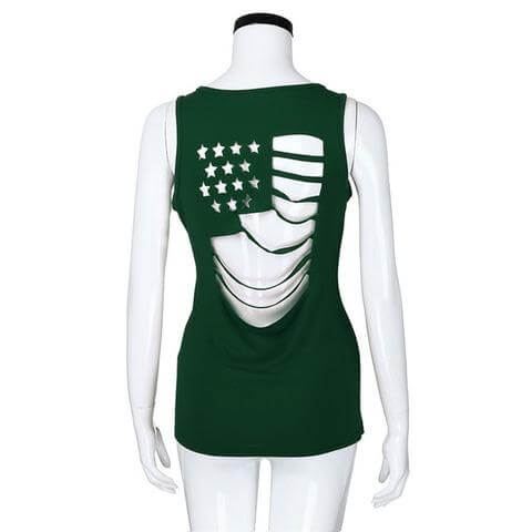 Unique American Flag Cut Backless Tank Top | Veteran Merchandise